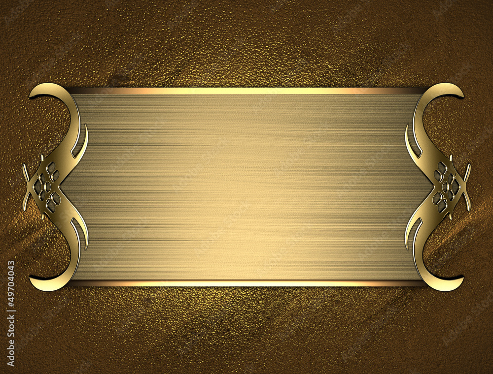 Gold name plate with gold ornate edges, on gold background Stock ...