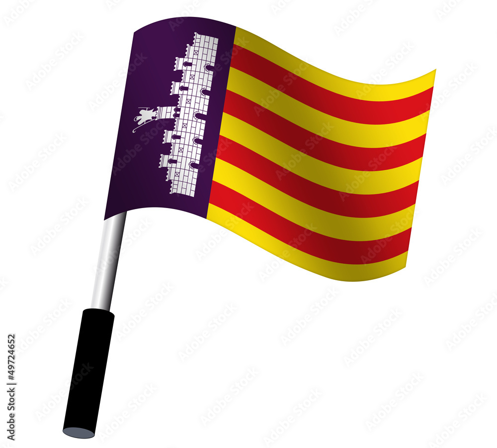 Flagge Mallorca wehend Stock-Illustration | Adobe Stock