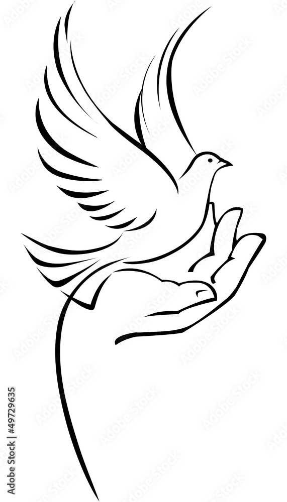 Dove on hand Stock Vector | Adobe Stock