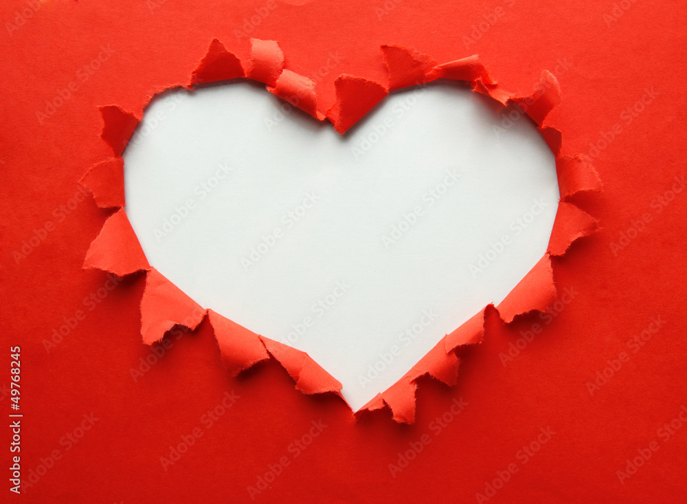Beautiful torn paper in heart shape symbol Stock Photo | Adobe Stock
