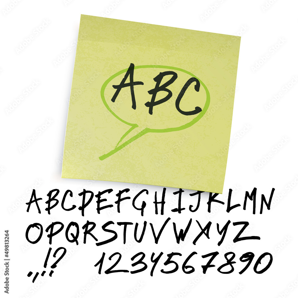 Handwritten Alphabet uppercase Letters With Numbers Vector Stock 