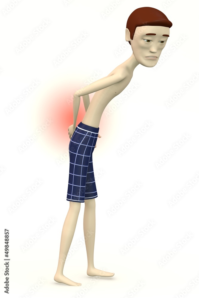 cartoon man in swimsuit - back pain Stock Illustration | Adobe Stock