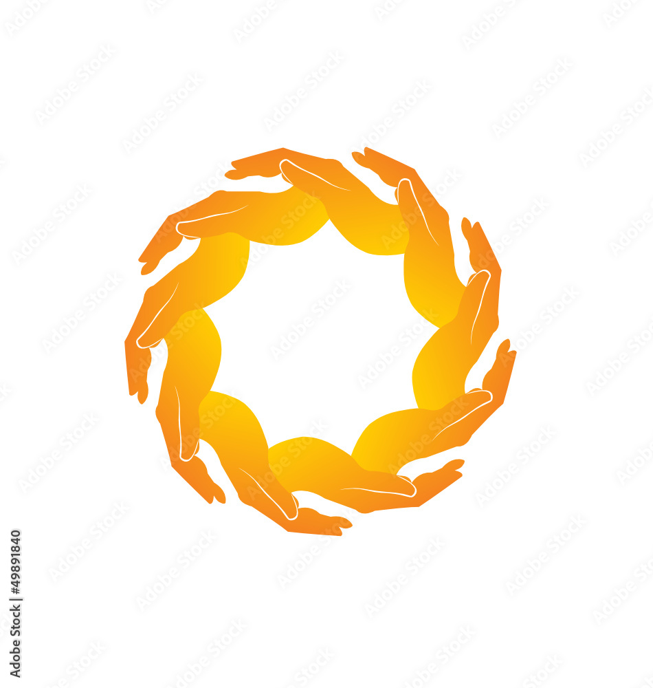 Teamwork hands logo Stock Vector | Adobe Stock