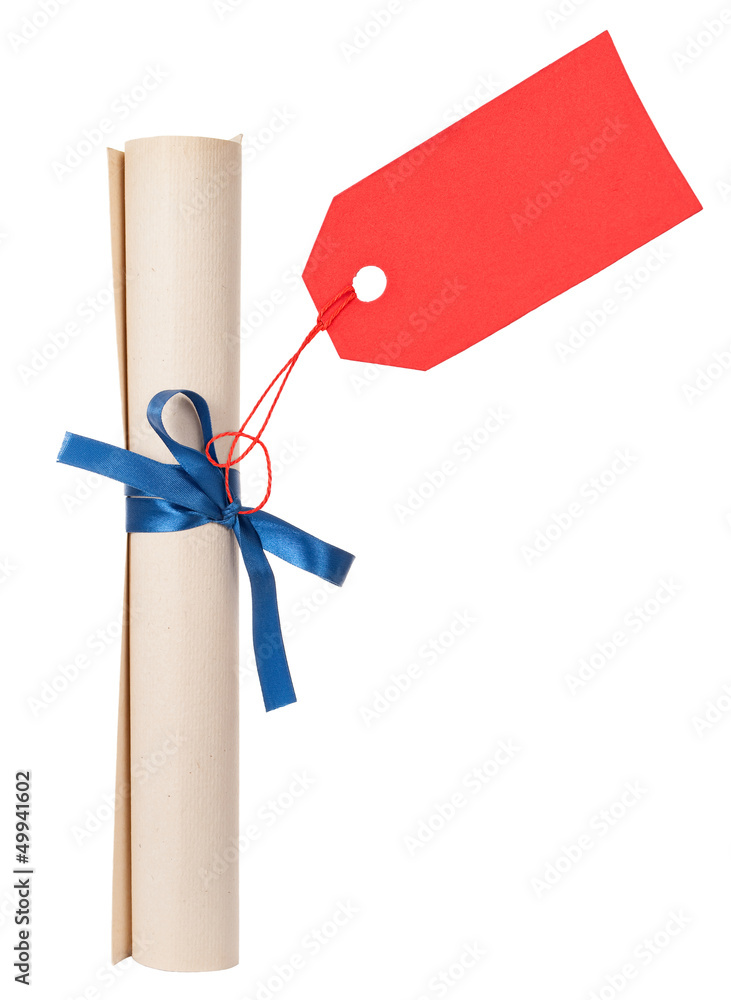 Graduation diploma scroll and price label Stock Photo | Adobe Stock