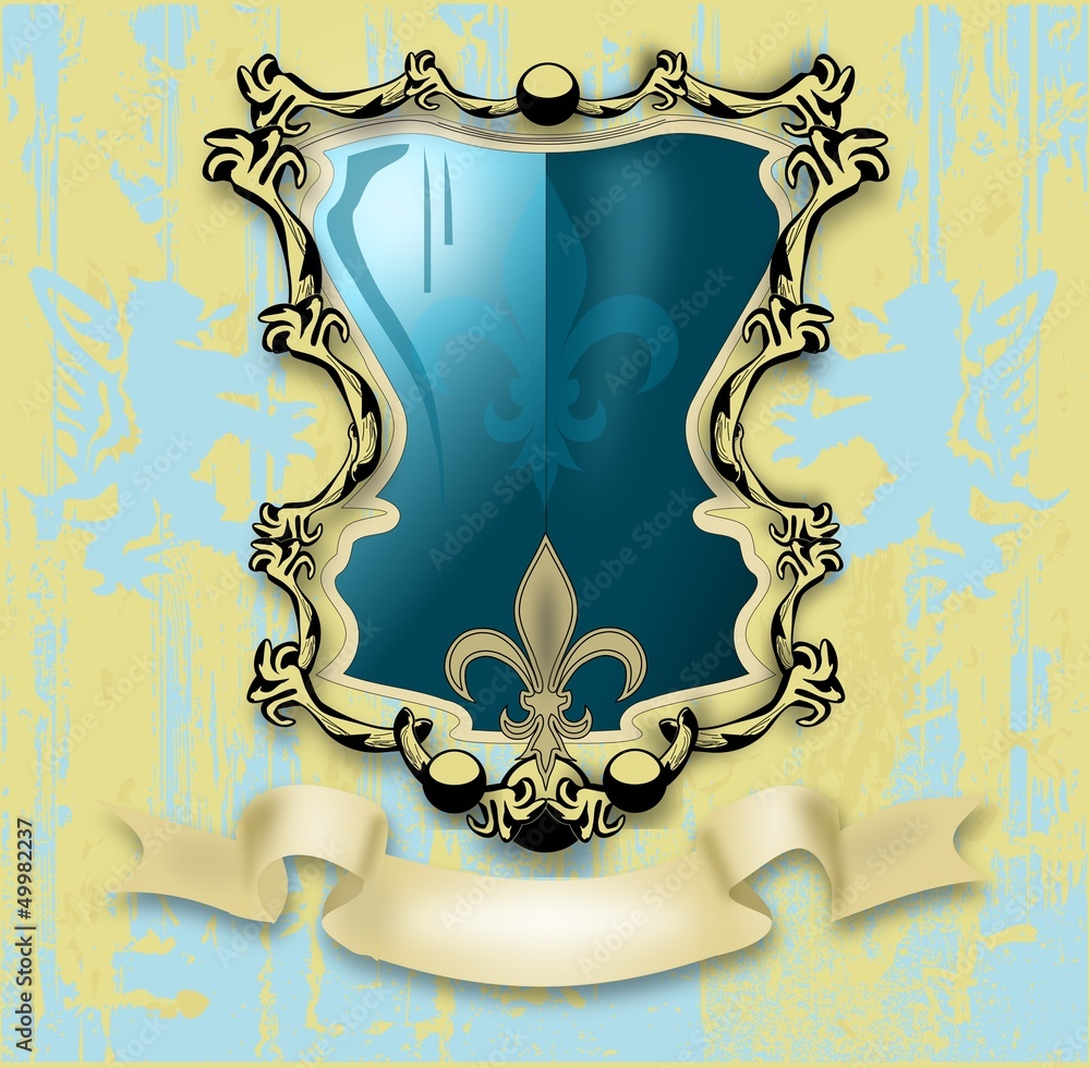 Retro Wappen, Schild mit Banner und Rahmen - Blau Stock Vector | Adobe ...