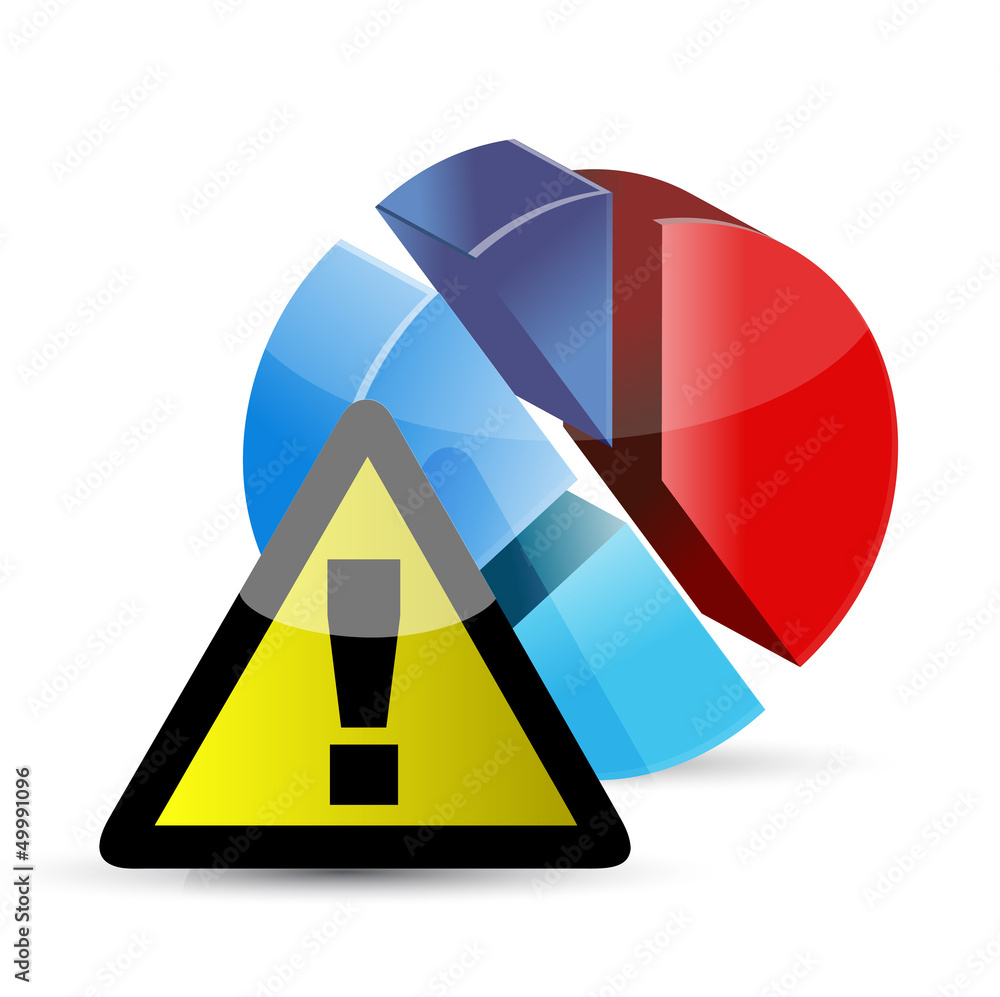 warning sign with a failing business pie chart Stock Illustration ...