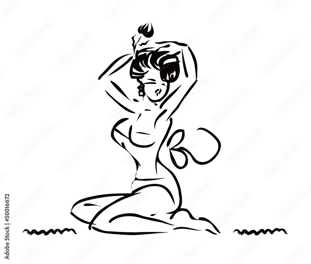 Sexy Woman With Flower Silhouette Pin Up Retro Stock Foto Adobe Stock