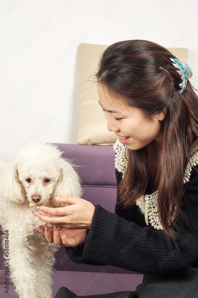 Women and Poodle Stock-Foto | Adobe Stock