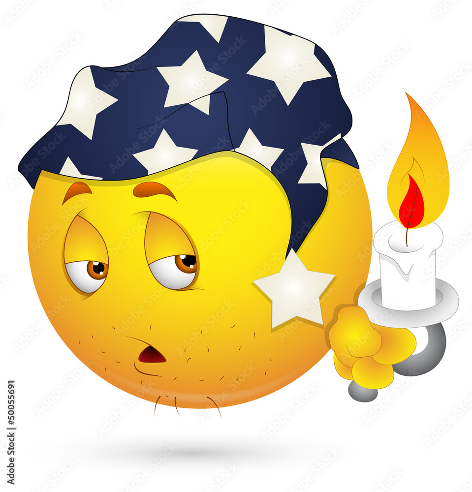 Smiley Vector Illustration - Sleepily Face with Candle Stock Vector ...