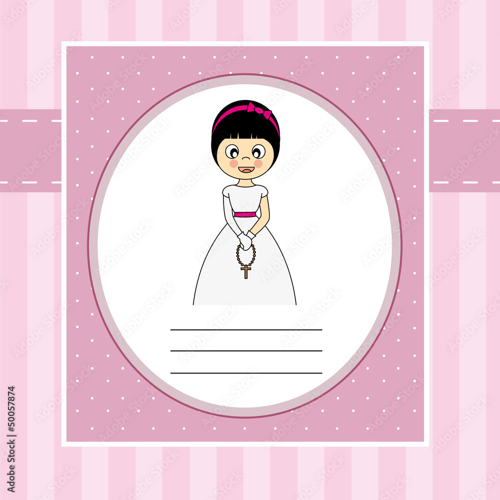 Tarjeta primera comunión niña Stock Vector | Adobe Stock