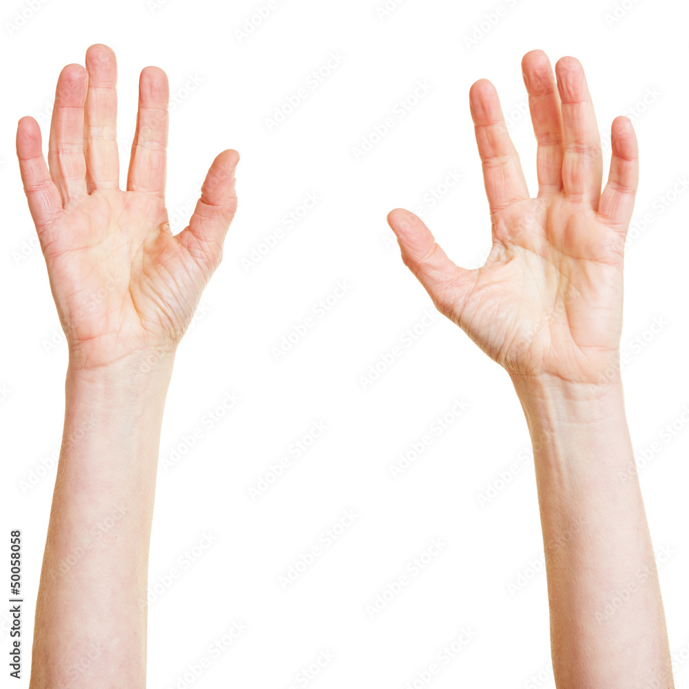 Nach oben gestreckte Hände Stock Photo | Adobe Stock