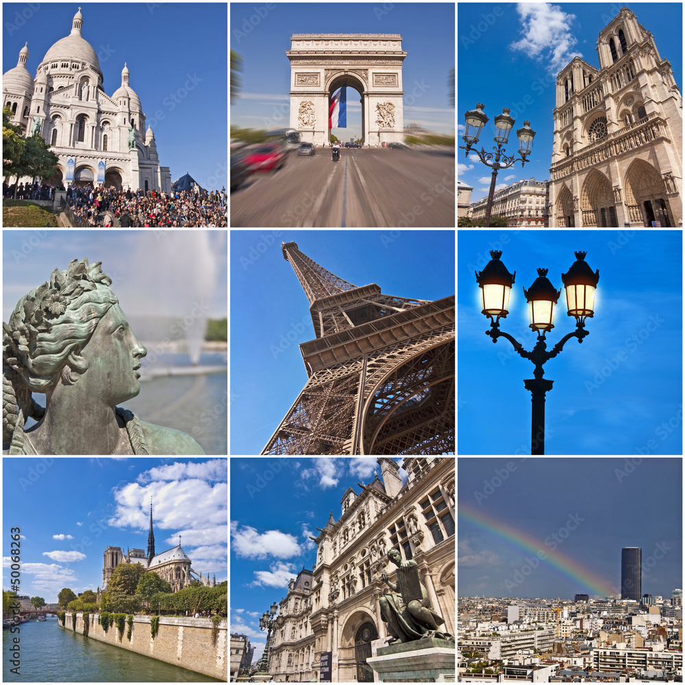 Collage monuments de Paris, France Stock Photo | Adobe Stock