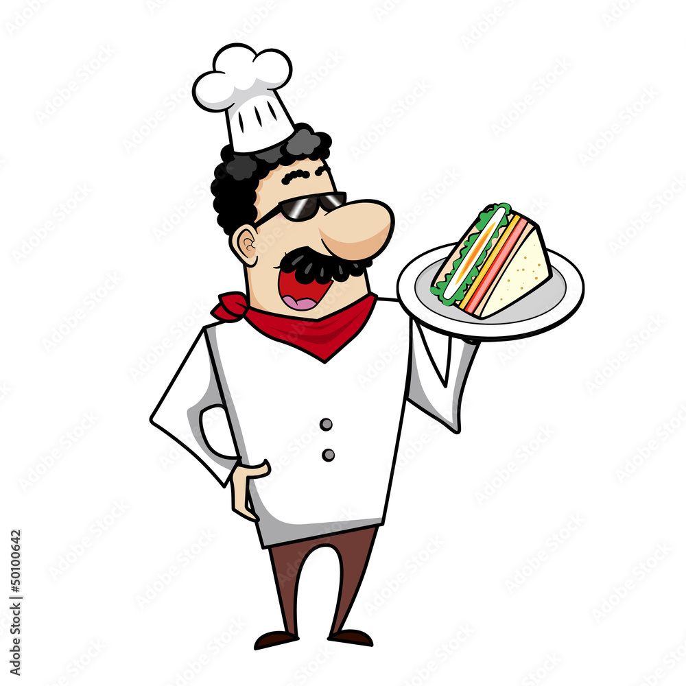 Cartoon Chef with Sandwich Stock Vector | Adobe Stock