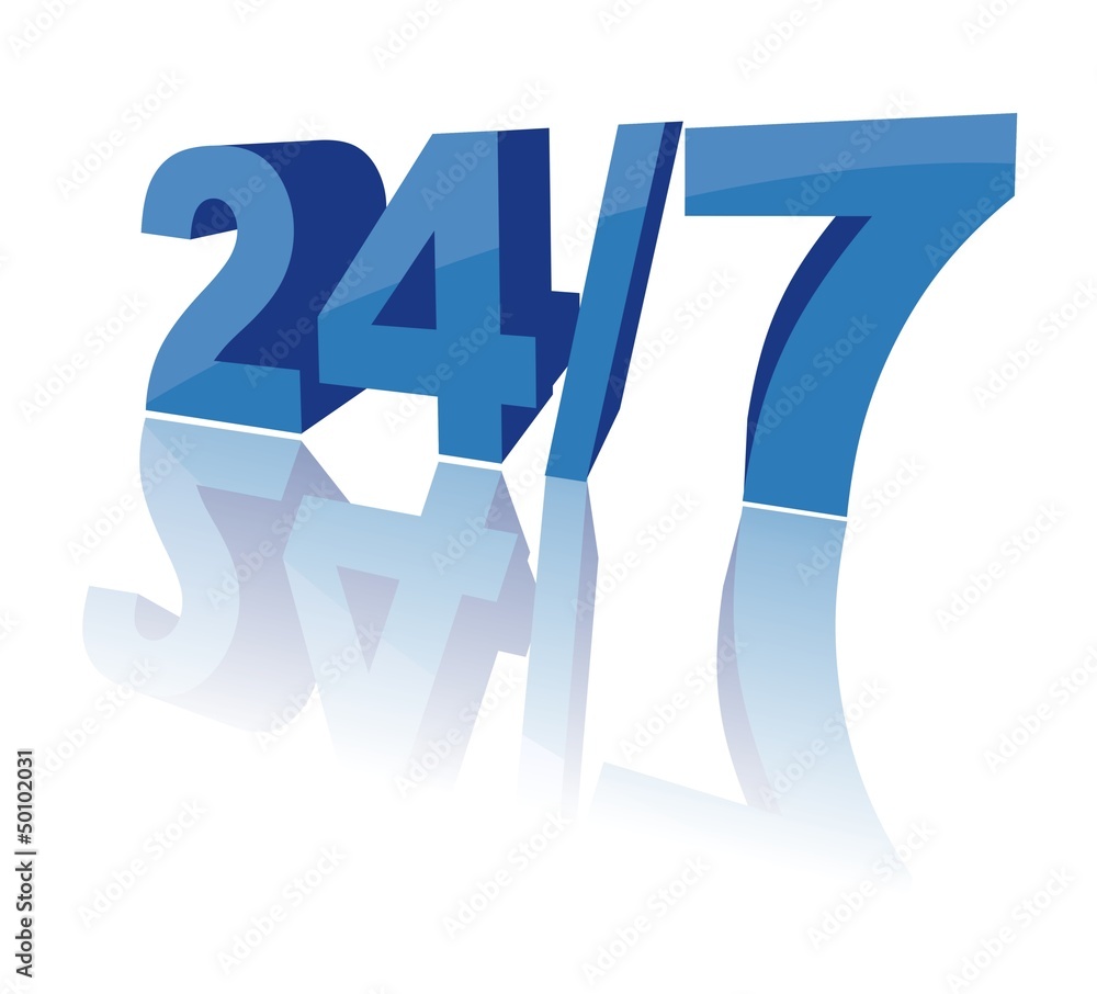 24/7 - 3D concept Stock Vector | Adobe Stock