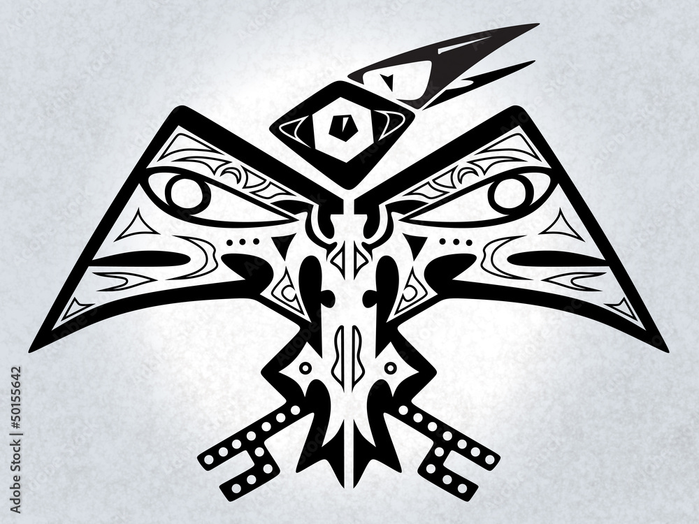 Digital illustration of a symmetrical native american folk-art stylized ...