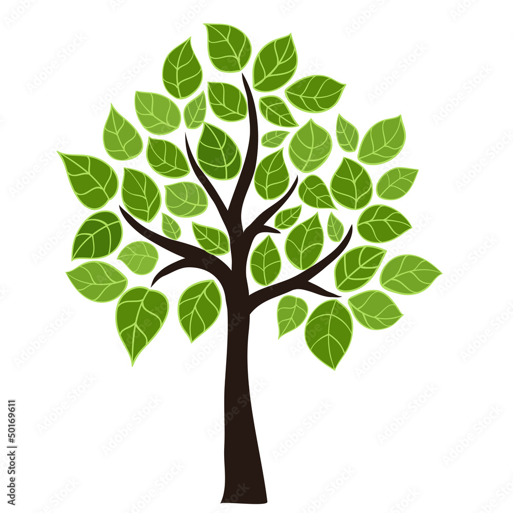 Stylized vector tree with green leafs. Element design Stock Vector ...