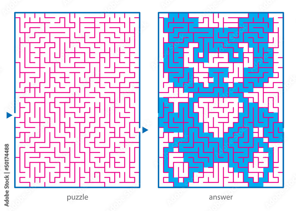 Сhild's picture puzzles, draw a line in maze and discovers image Stock ...