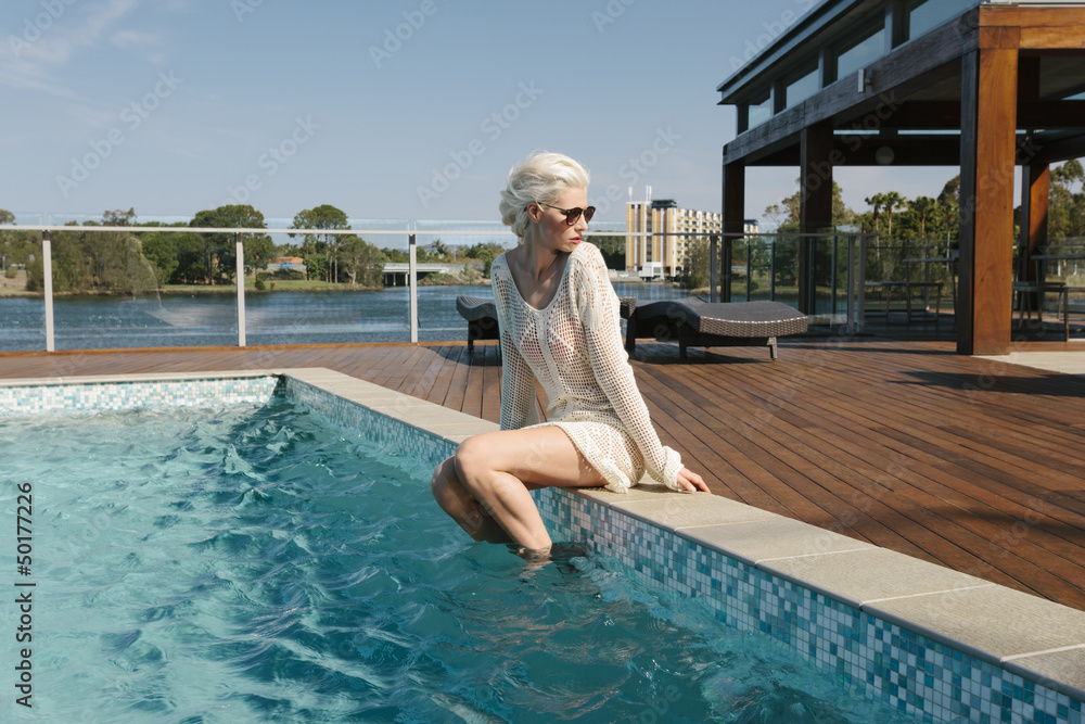 Sexy girl poolside Stock Photo | Adobe Stock