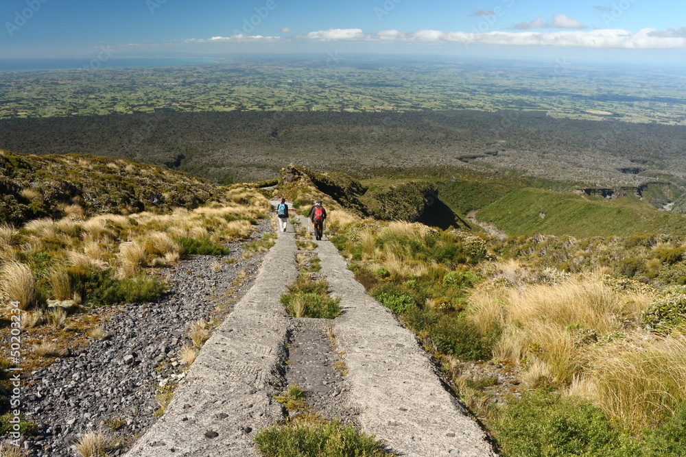 hikers on Mount Taranaki track Stock Photo | Adobe Stock