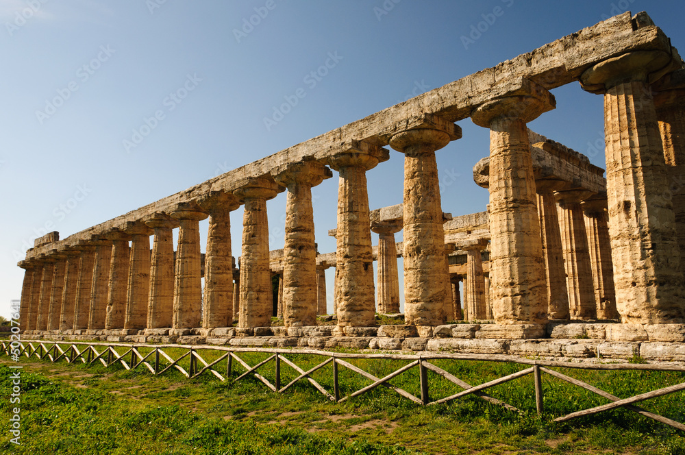Greek Temples of Paestum Poseidonia Stock Photo | Adobe Stock