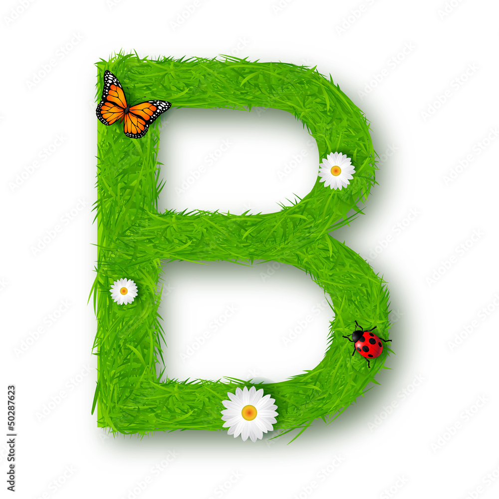 Grass letter B on white background Stock Vector | Adobe Stock
