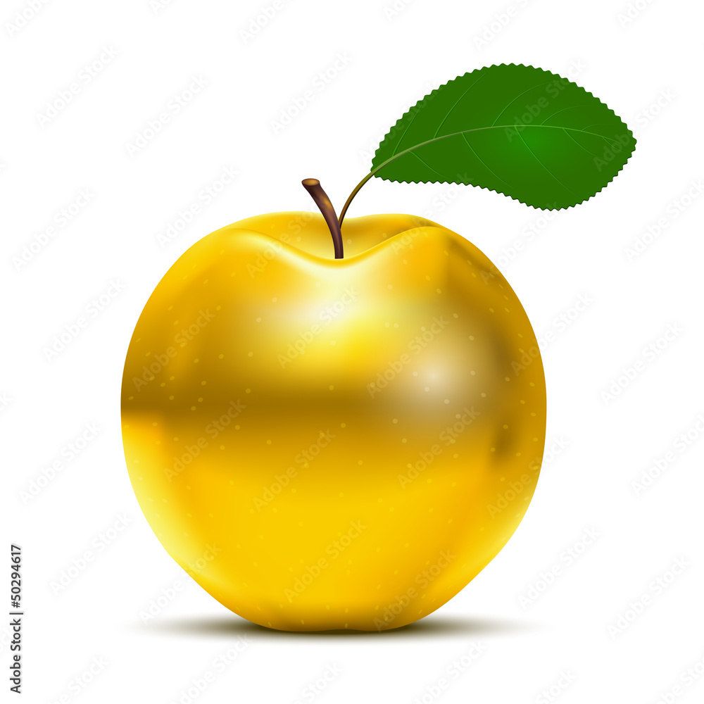 Golden Apple Stock Vector | Adobe Stock