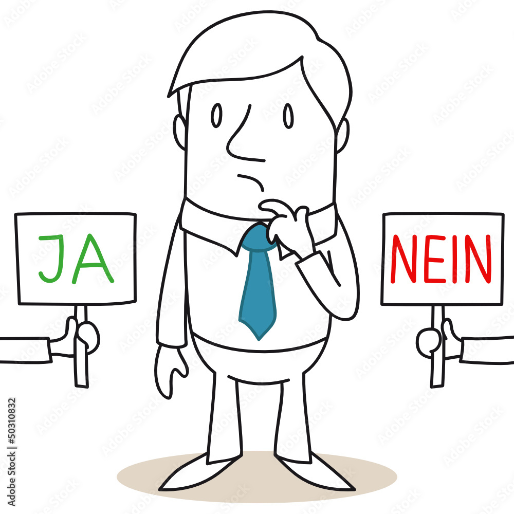 Vecteur Stock Geschäftsmann, Entscheidung, Ja oder Nein | Adobe Stock