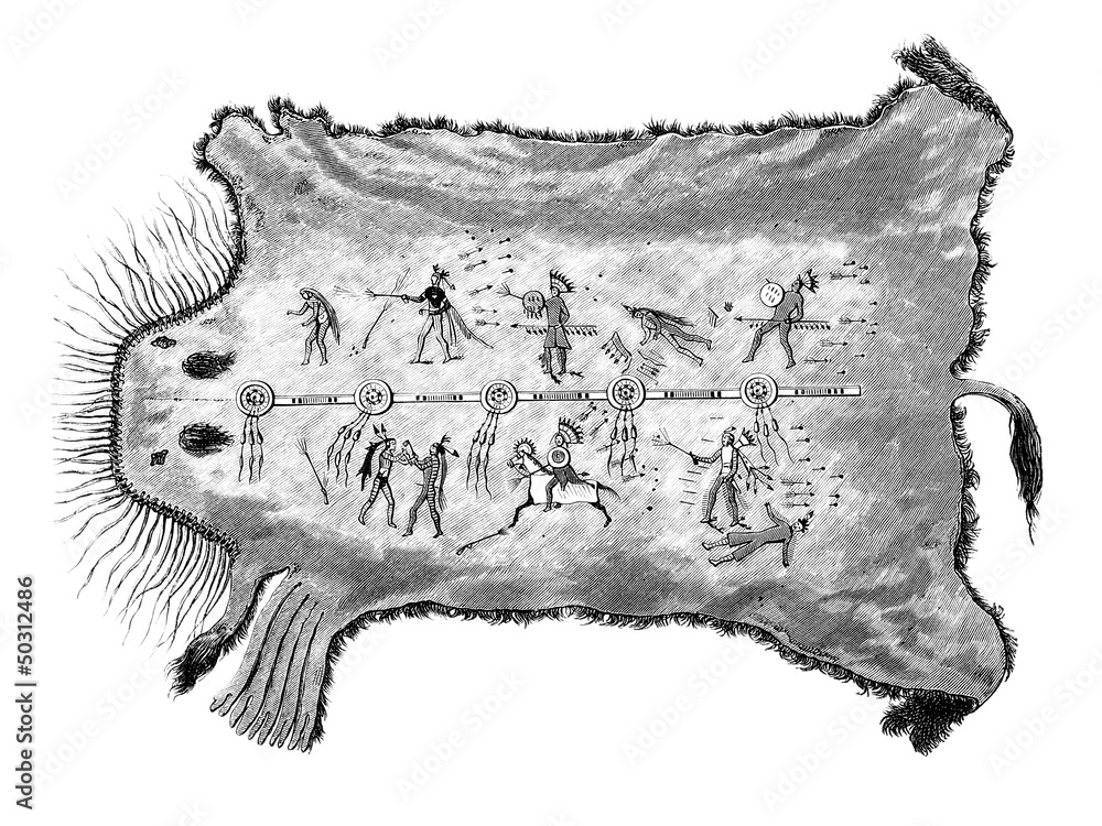 Painted Buffalo Skin - North American Indian Culture Stock Illustration ...