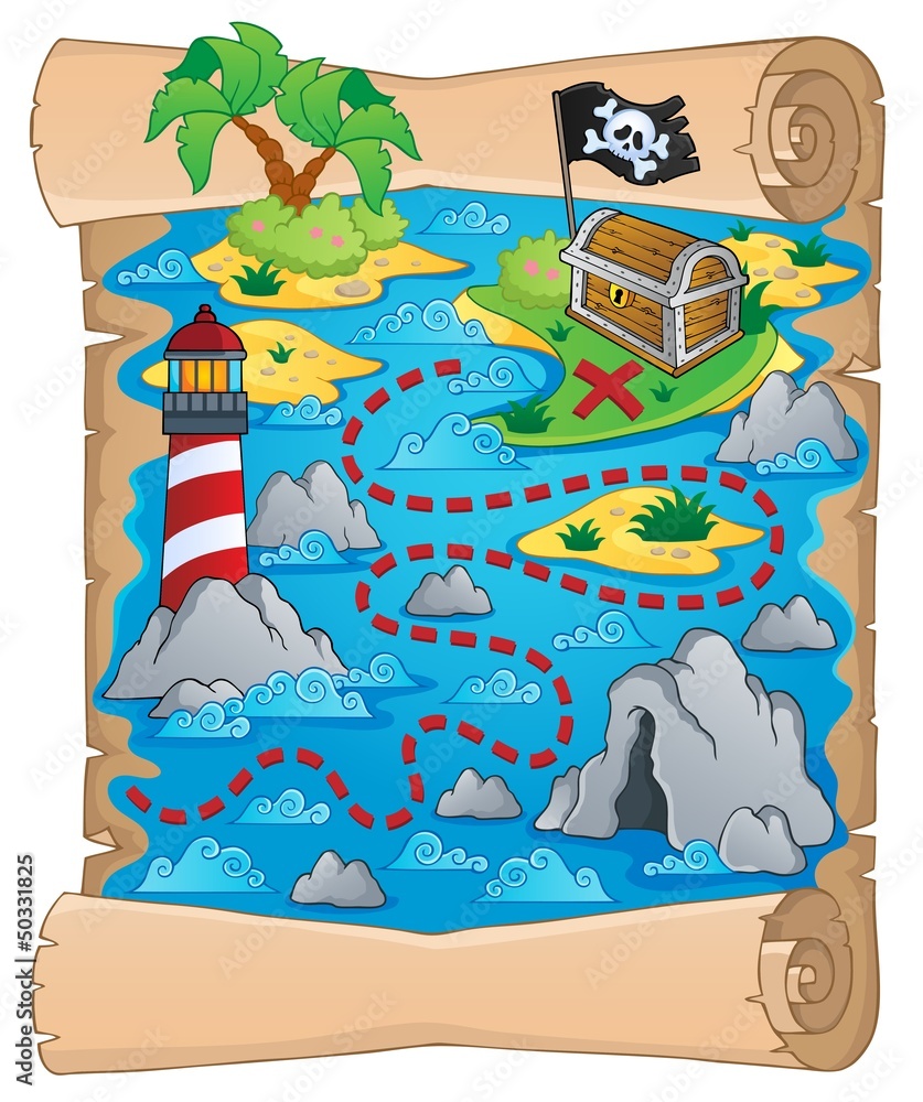 Treasure map theme image 5 Stock Vector | Adobe Stock