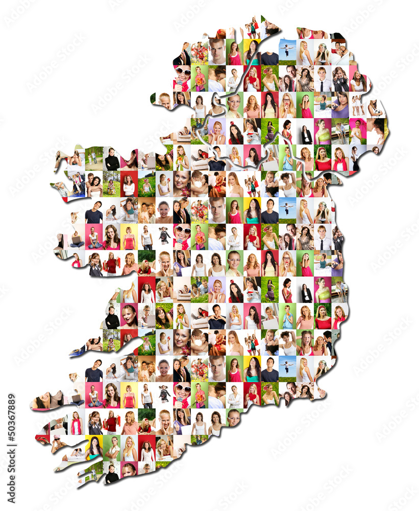 Portraits of a lot of people - map of ireland Stock Photo | Adobe Stock