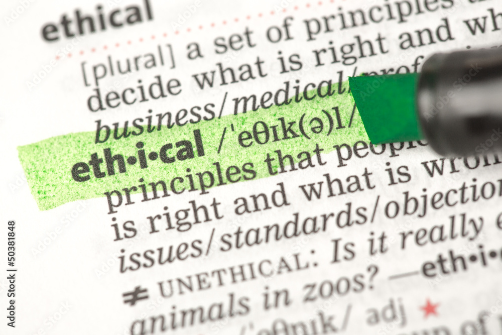 Ethical definition highlighted in green Stock Photo | Adobe Stock