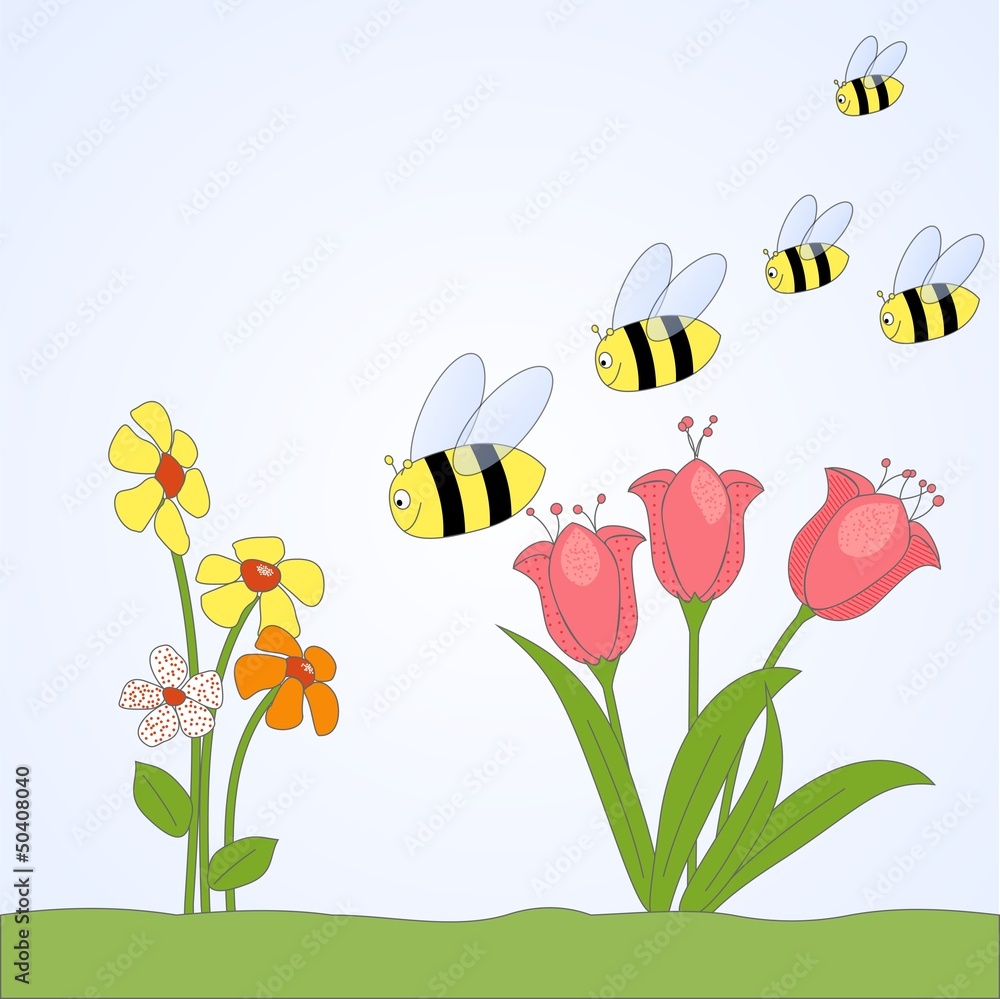 Animated Bees Flying
