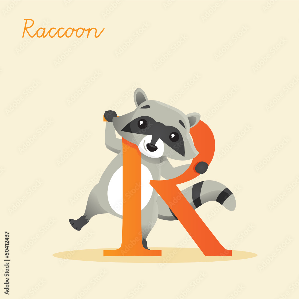 Animal alphabet with raccoon vector illustration Stock Vector | Adobe Stock
