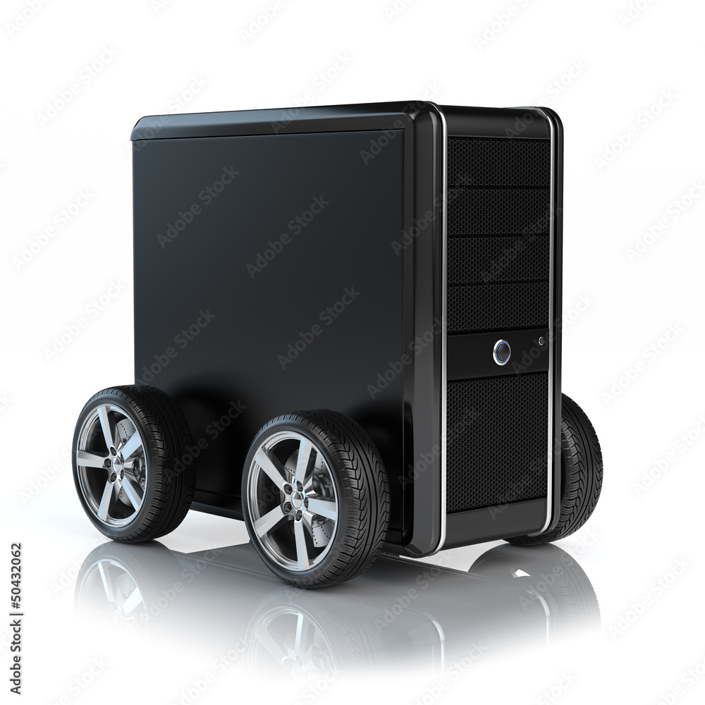 Computer on wheels Stock Illustration | Adobe Stock
