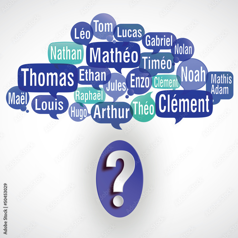 nuage de mots bulles deviner : prénoms de garçons Stock Illustration ...