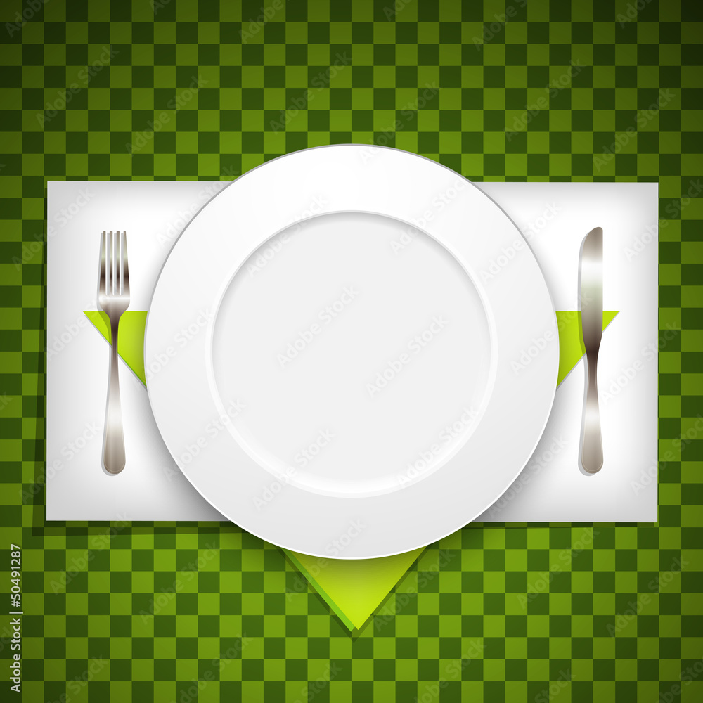 restaurant menu design with plate and silverware Stock Vector | Adobe Stock