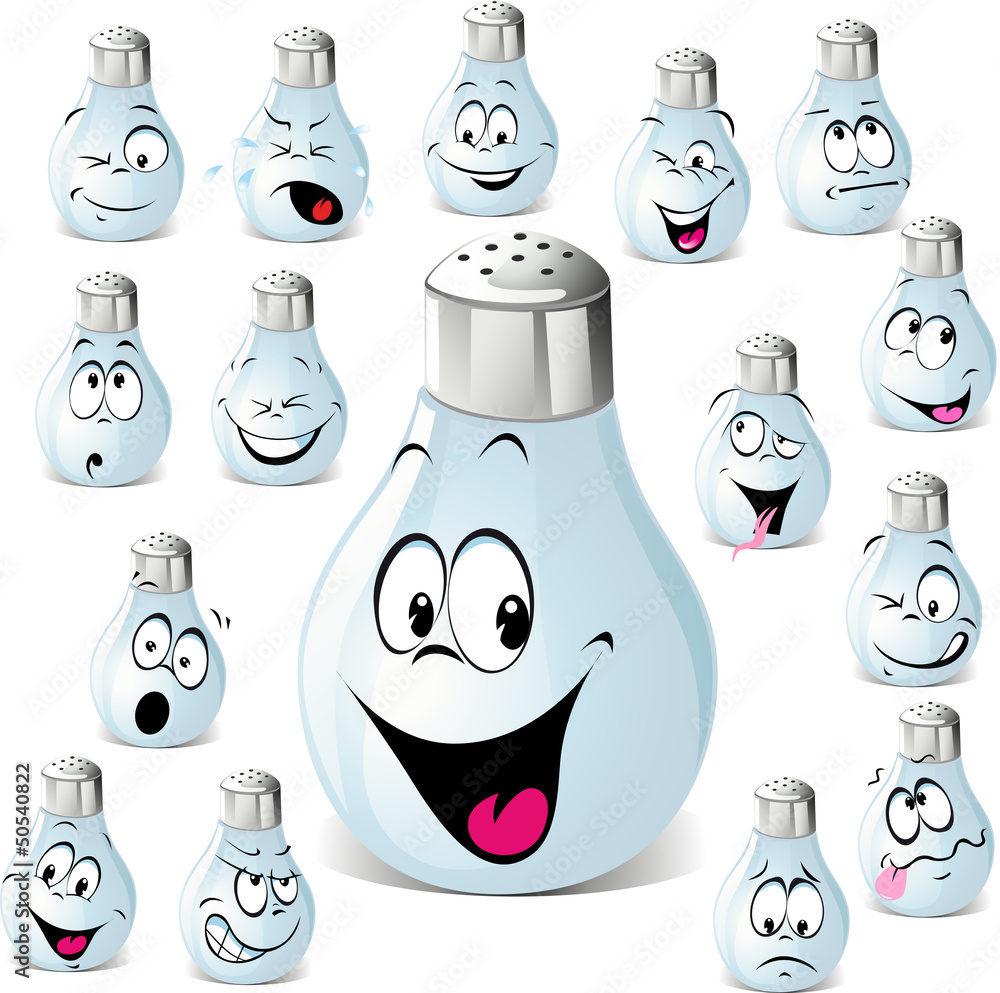 salt shaker cartoon with many expressions Stock Vector | Adobe Stock