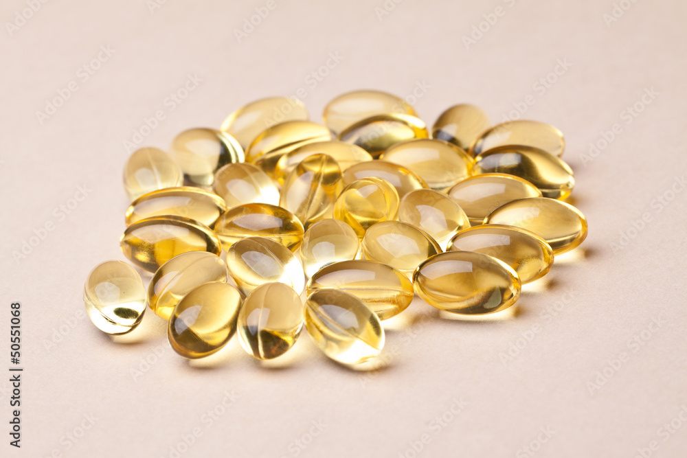 Cod liver oil omega 3 gel capsules isolated on white background Stock ...