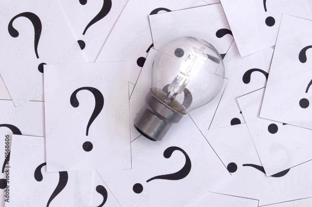 Light bulb and question mark Stock Photo | Adobe Stock