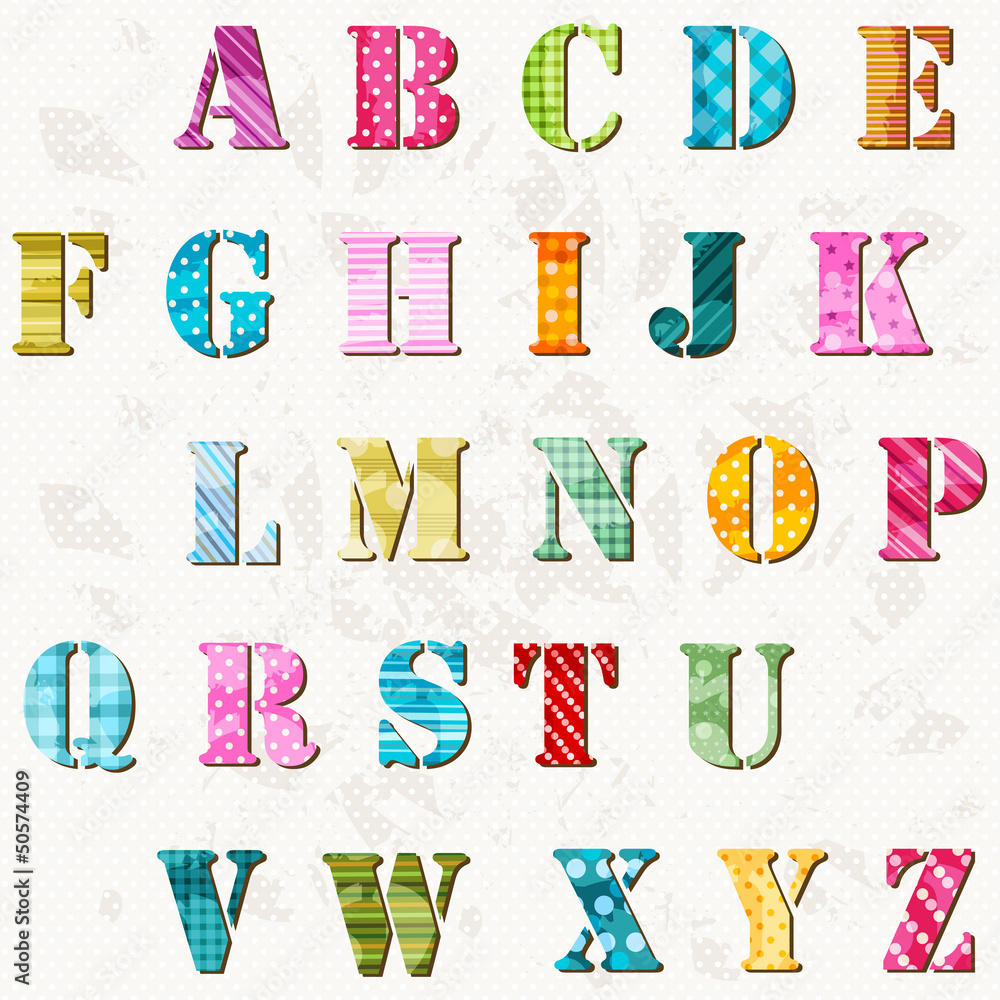 Grafika wektorowa Stock: textured alphabet | Adobe Stock