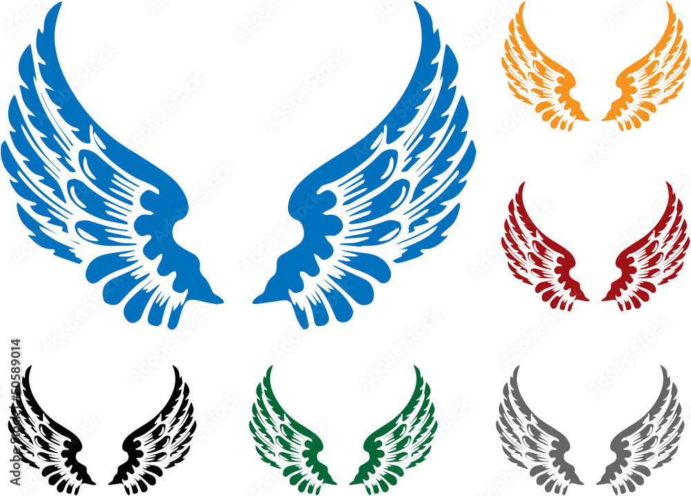 Colorful Wings Set Stock Vector | Adobe Stock
