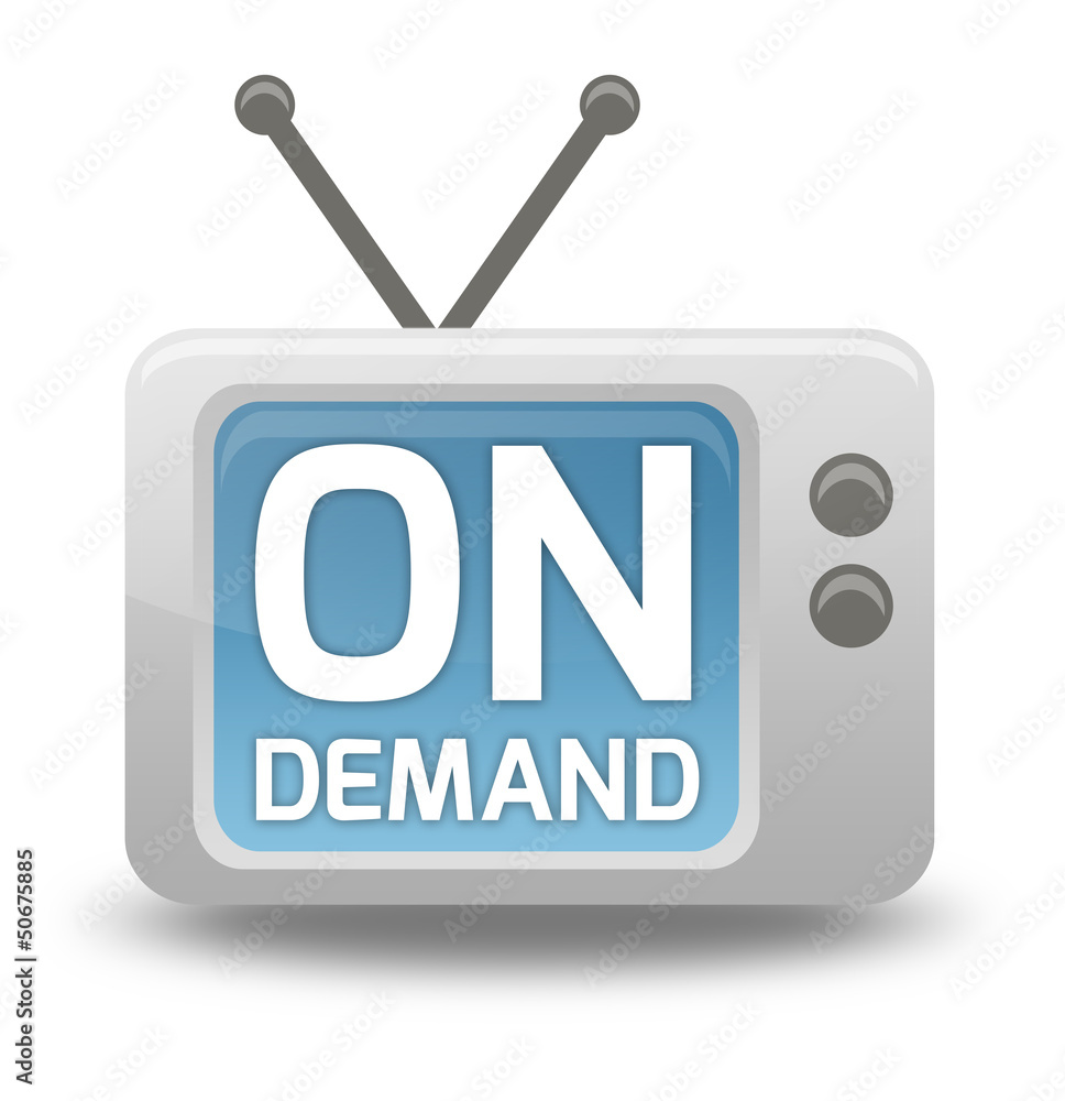 Cartoon-style TV Icon with "On Demand" wording on screen Stock ...