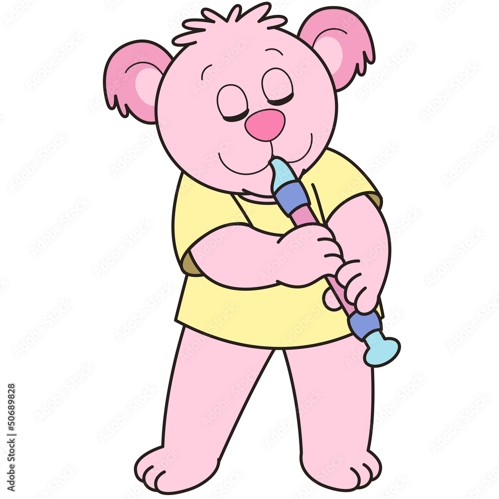 Cartoon Bear Playing an Oboe Stock Vector | Adobe Stock