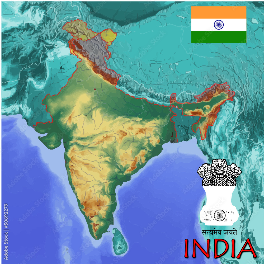 India Asia national emblem map symbol motto Stock Vector | Adobe Stock