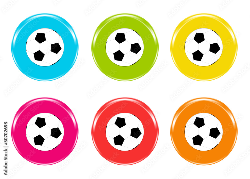 Iconos de colores de balones de fútbol Stock Illustration | Adobe Stock