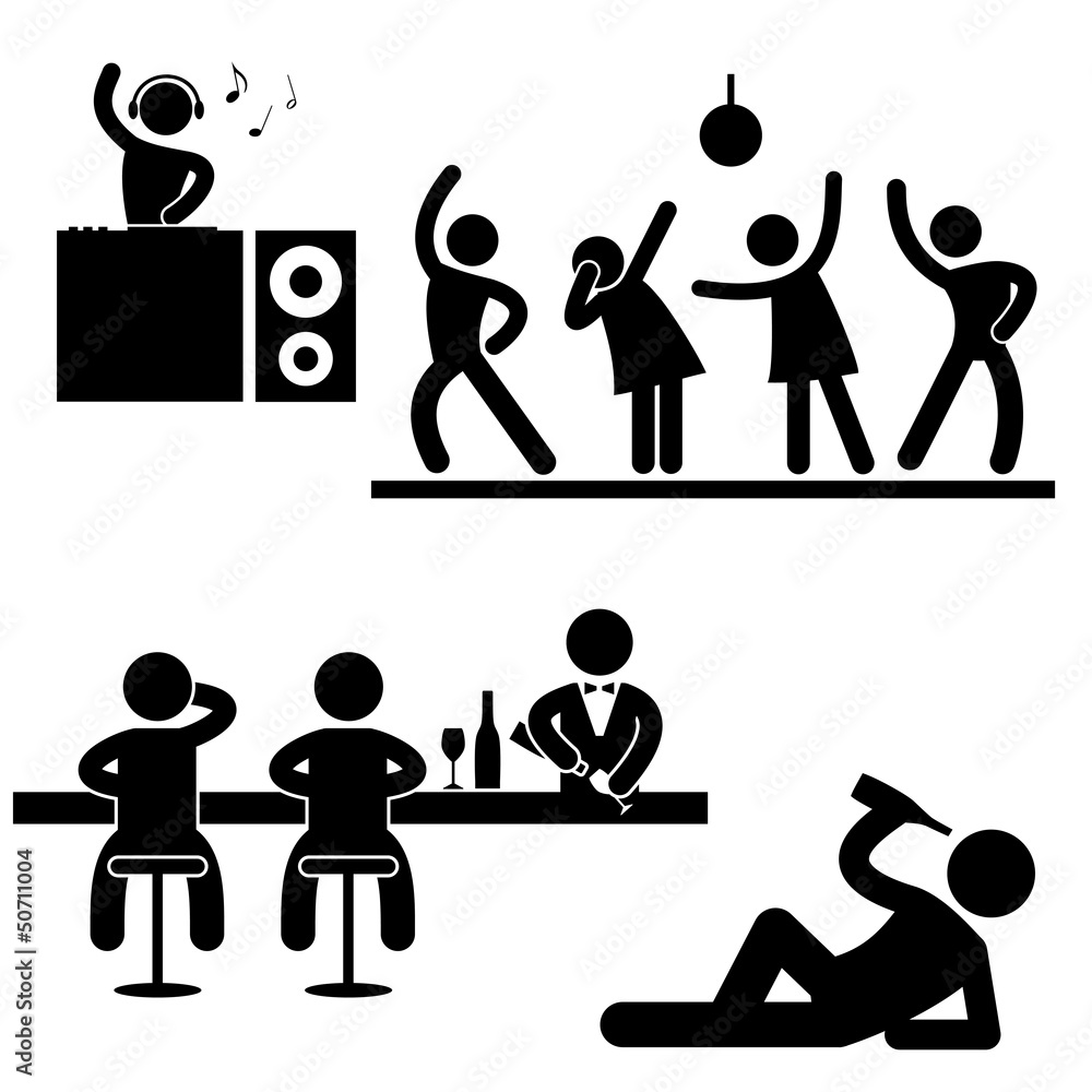 Piktogramm Disko Party Silhouette Vektor Icon Button vector de Stock ...