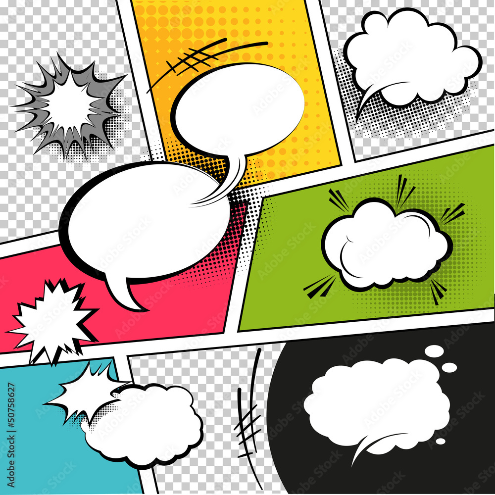 Comic Strip Speech Bubbles Stock Vector | Adobe Stock