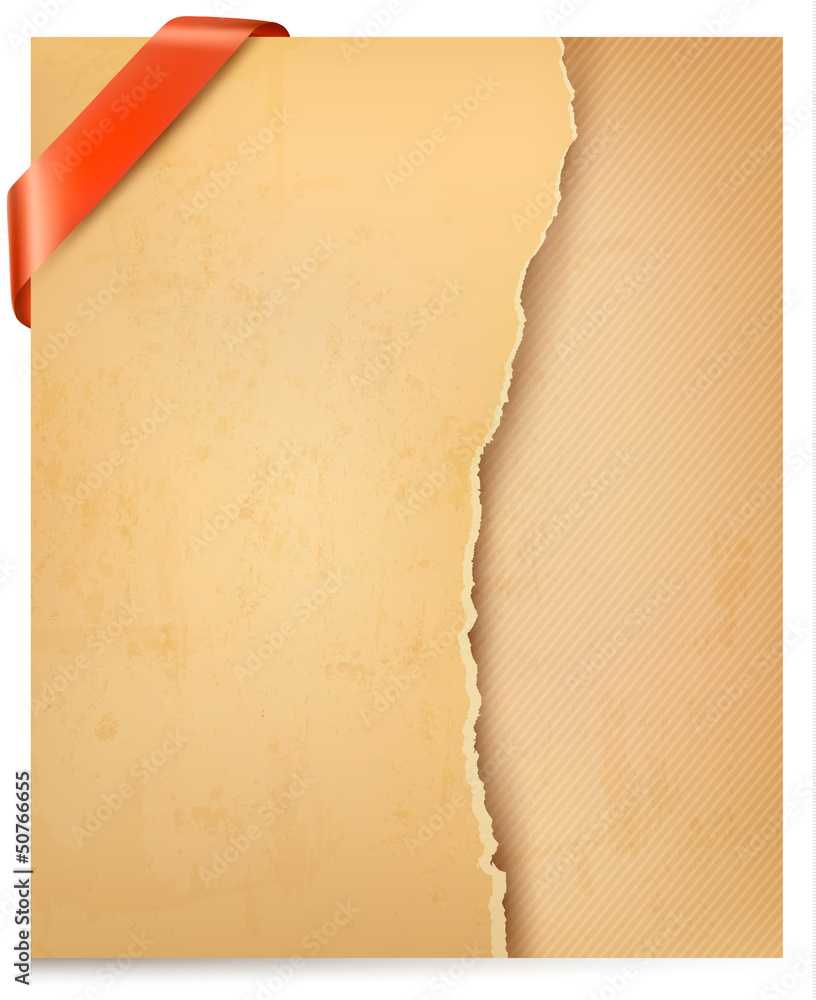 Vintage background with ripped old paper. Vector illustration. Stock ...