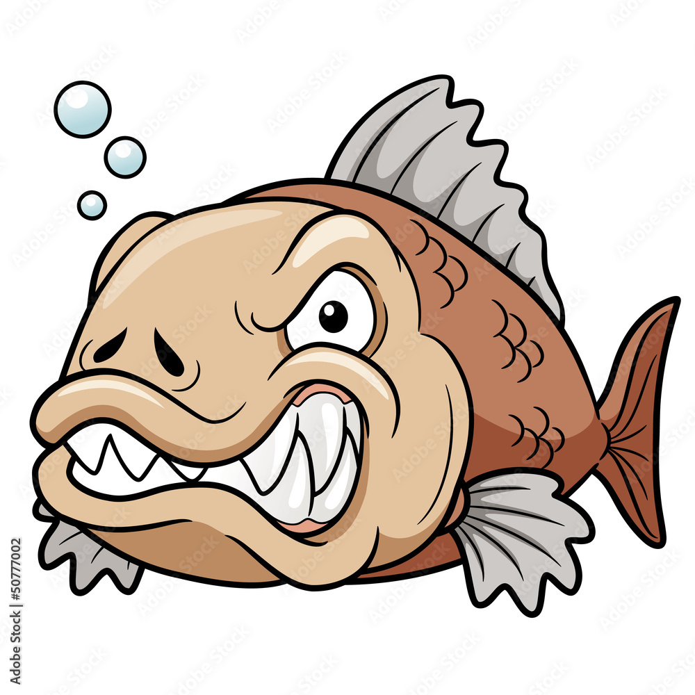 vector illustration of angry fish cartoon Stock Vector | Adobe Stock