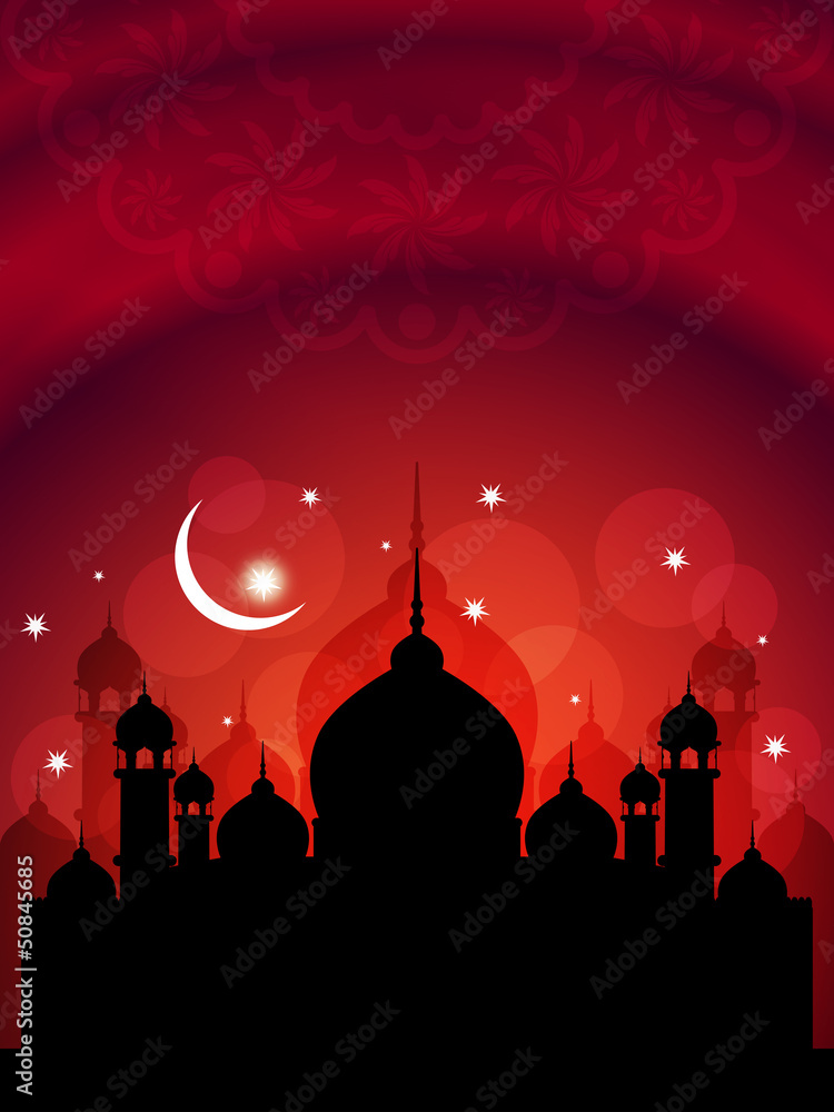 religious vector eid background with mosque. Stock Vector | Adobe Stock